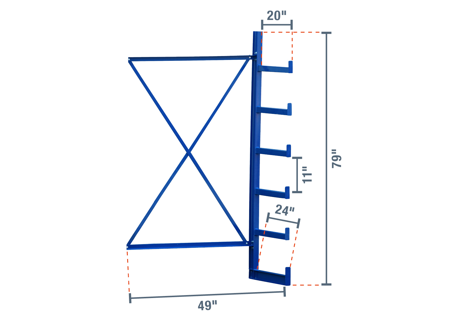 Add-on for single-sided Cantilever Rack KR2500 / 79" H x 48" W / 2" Lip ...