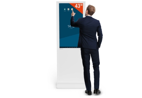 Digital display totem DKST-LED43 with touchscreen, white, 43 in Display ...