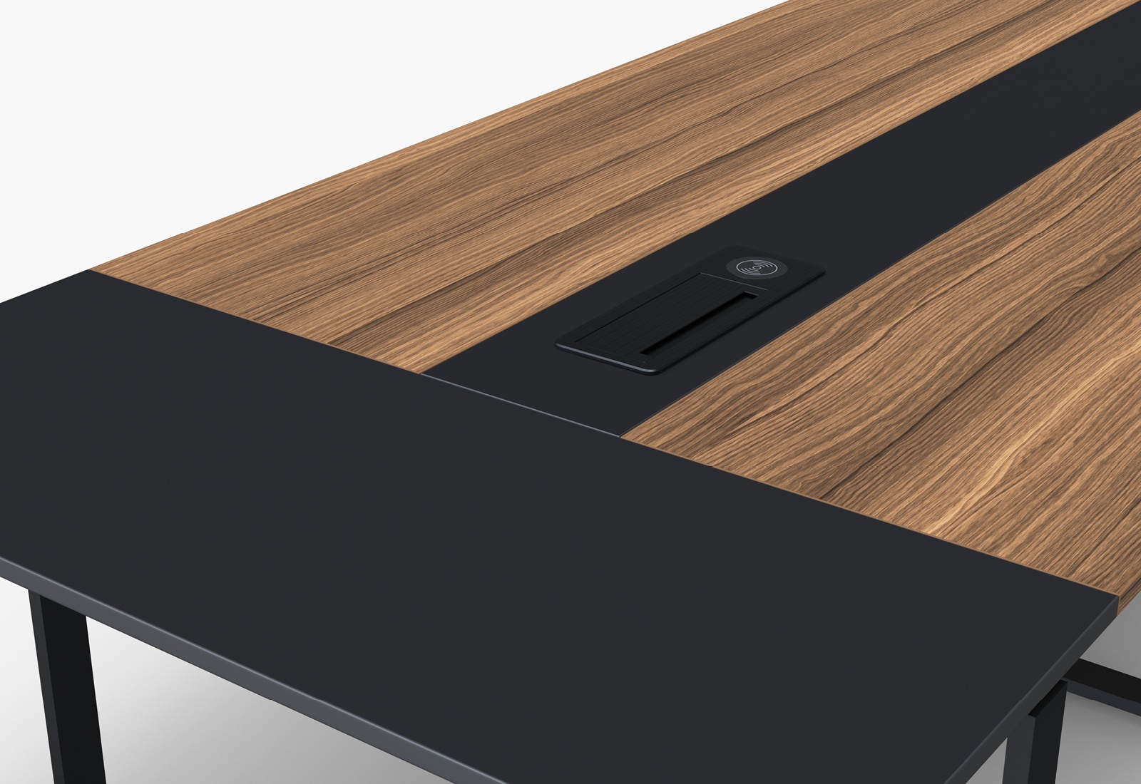 Conference table ANJA360i grey/nut brown with induction charging ...