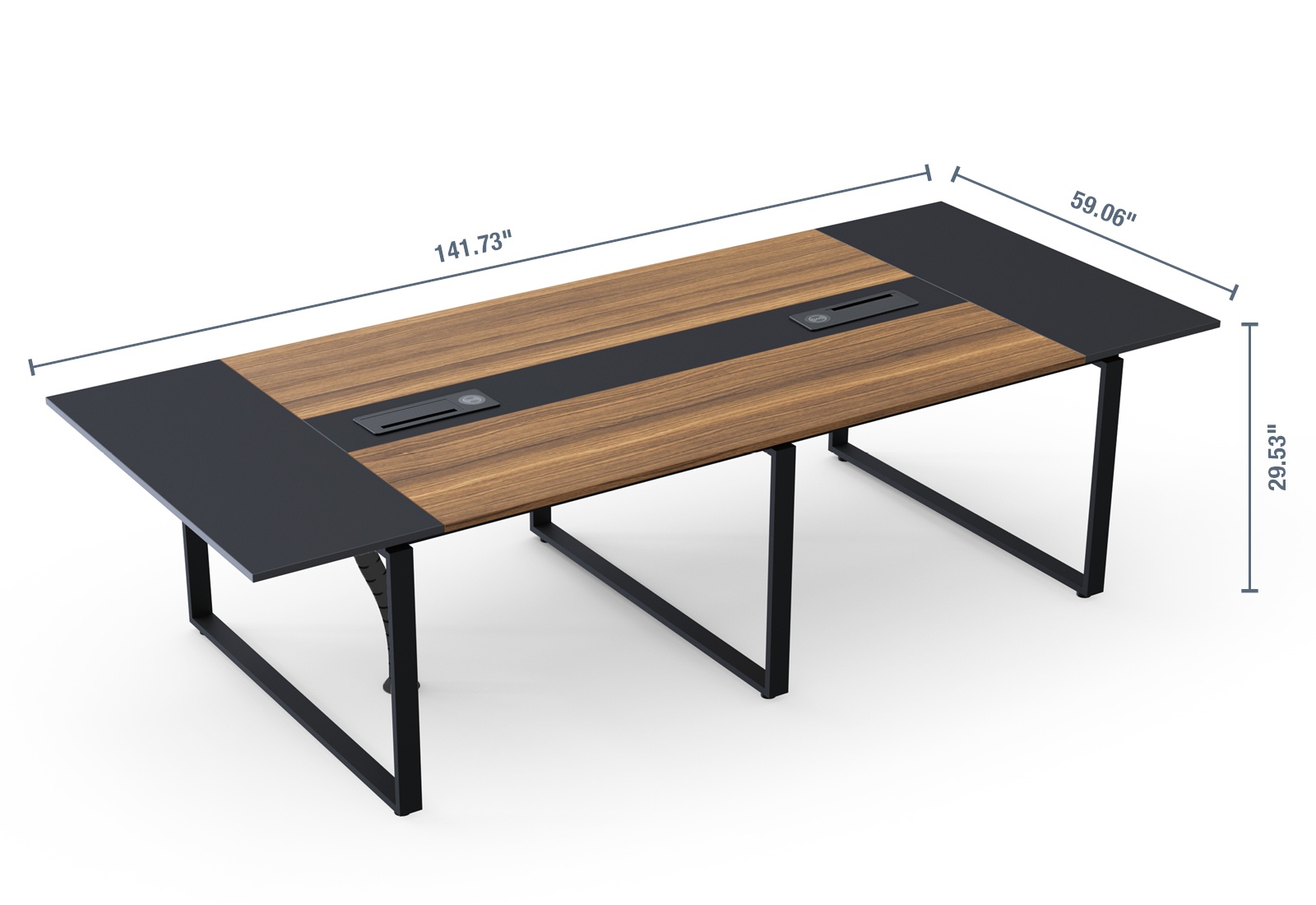 Conference table ANJA360i grey/nut brown with induction charging ...